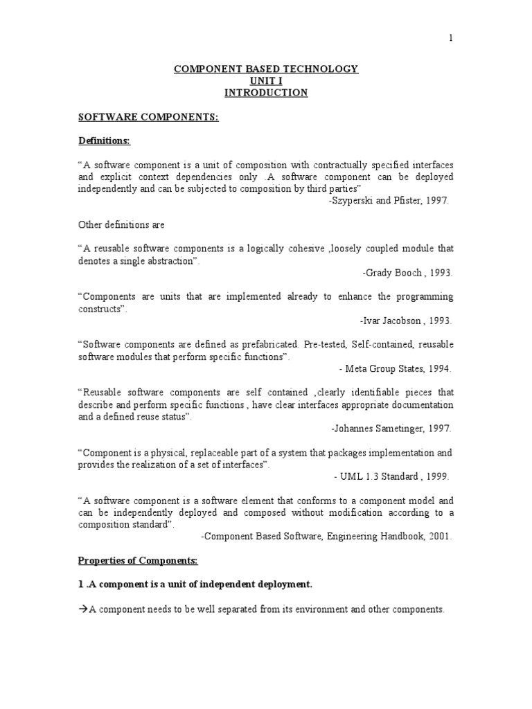 Component Based Technology Unit 1 | PDF | Component Based Software ...