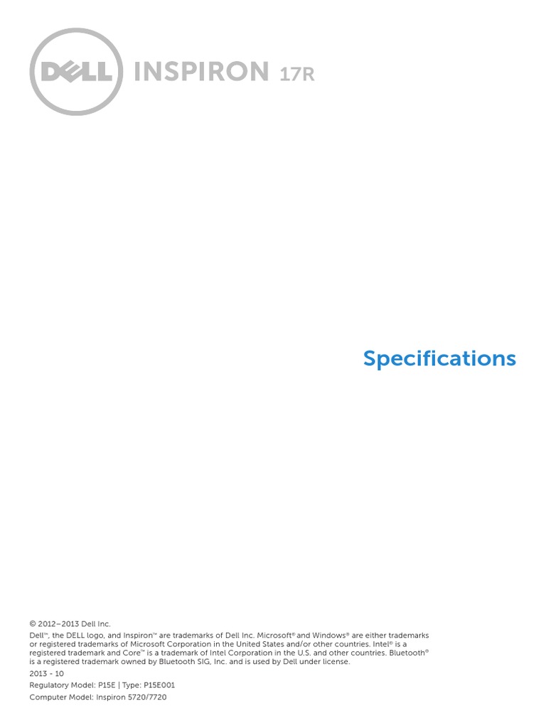 Inspiron 17r 5720 Setup Guide en Us | PDF | Secure Digital | Electronic ...