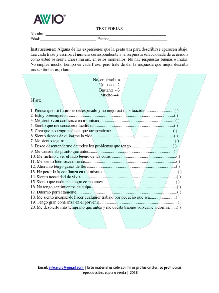 Test de Fobias | PDF | Fobia | Sicología