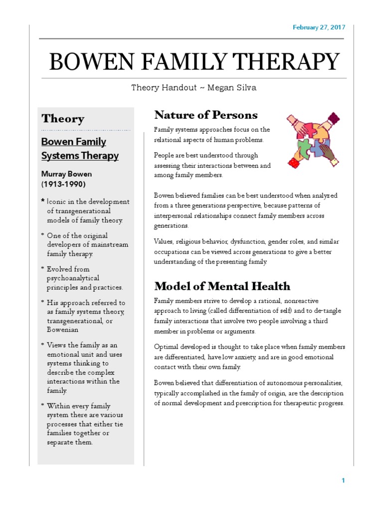 Theory Handout | PDF | Family Therapy | Psychotherapy