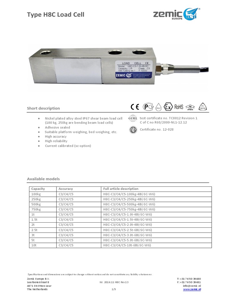 H8C Datasheet | Download Free PDF | Electrical Wiring | Steel