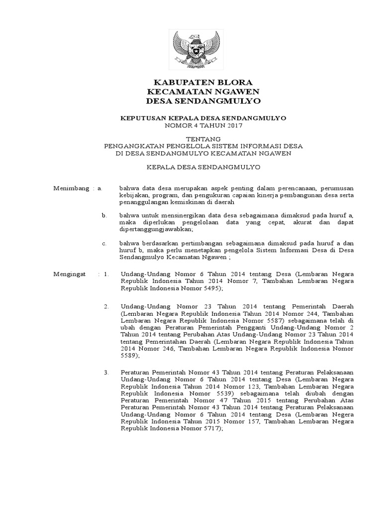 Draft SK Kades Tentang Sid | PDF