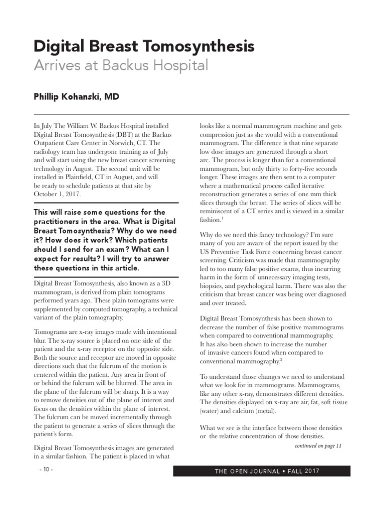 Kohanski Issue 1 Article For Website | PDF | Mammography | Clinical ...