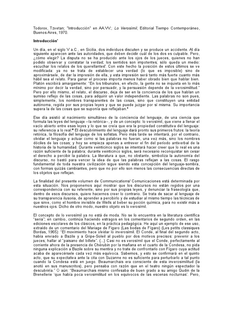 Lo Verosímil - Introducción (TT) - 1 | PDF | Retórica | El matrimonio ...