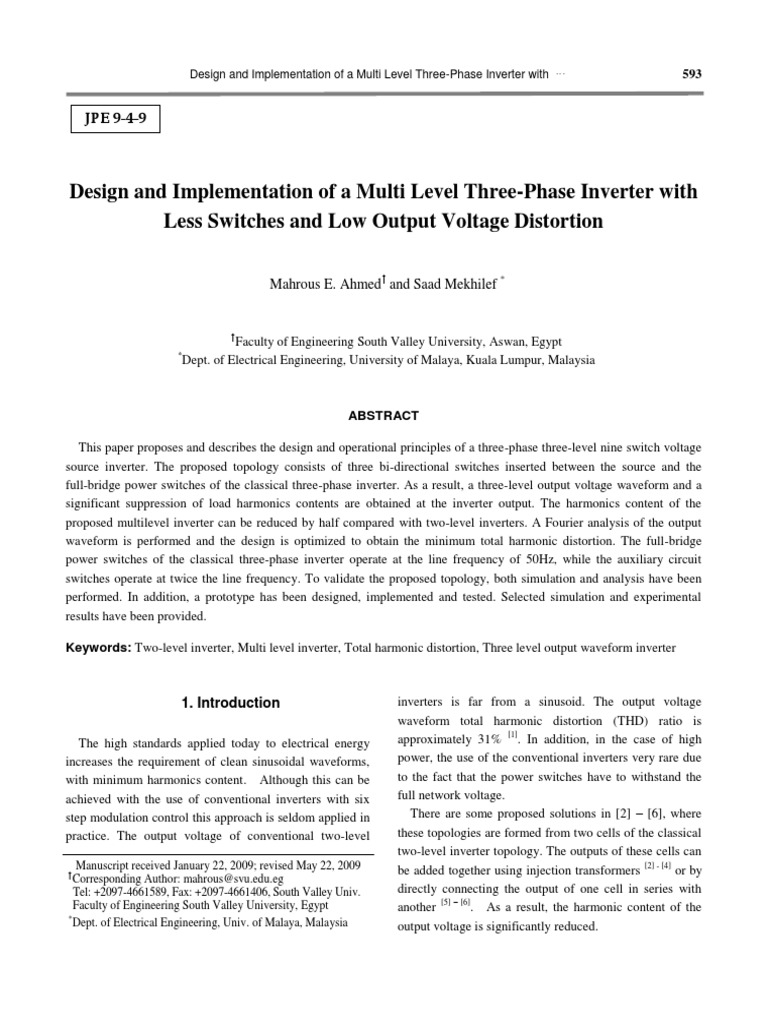 Multi Level Three-Phase Inverter | PDF | Power Inverter | Rectifier