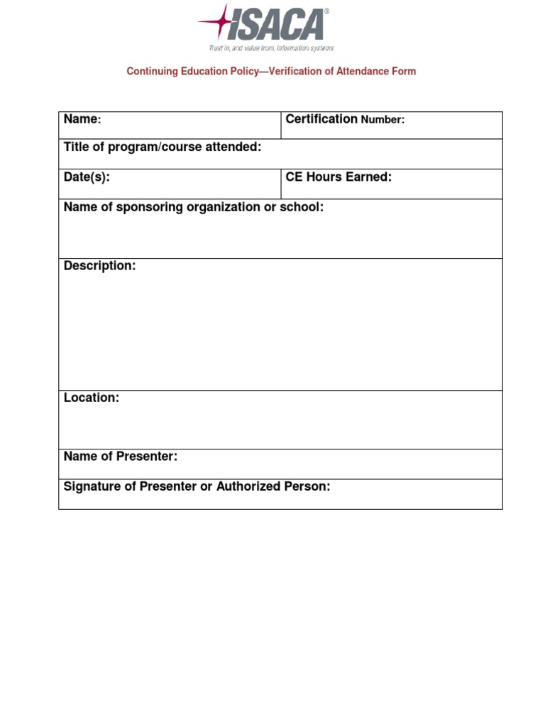Continuing Education Attendance Verification Form | PDF | Social Science