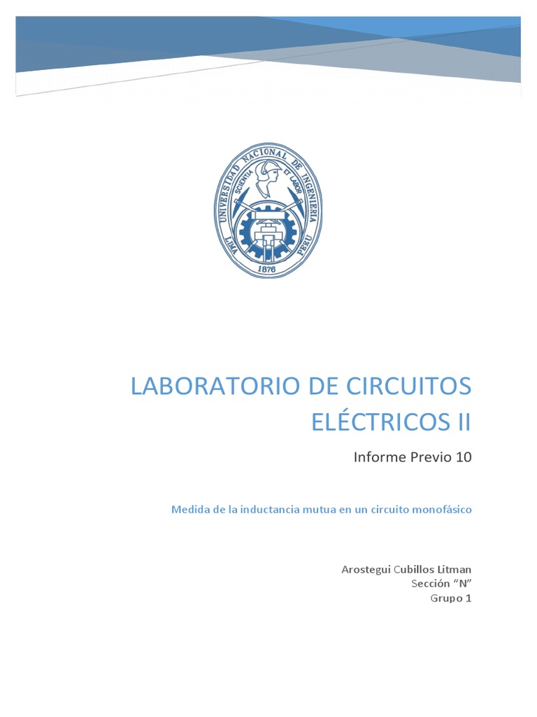 Informe Previo 10 Circuitos Eléctricos 2 | PDF | Inductancia | Inductor