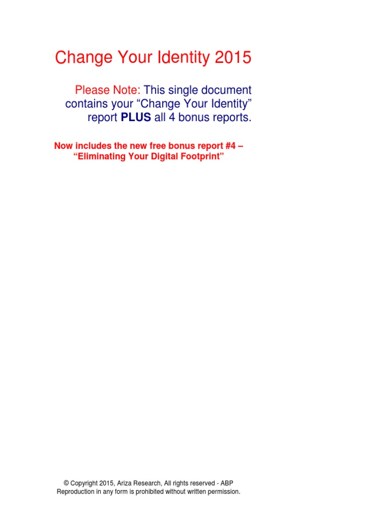 Change Your Identity PDF | PDF | Identity Document | Department Of ...