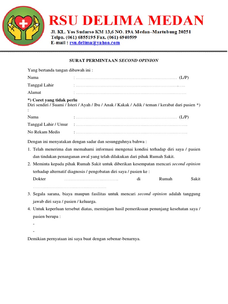 Formulir Surat Permintaan Second Opinion | PDF