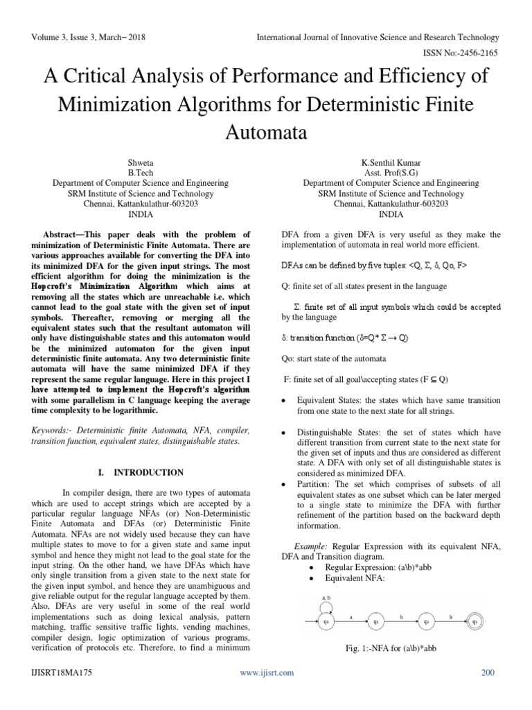 A Critical Analysis Of Performance And Efficiency Of Minimization Algorithms For Deterministic