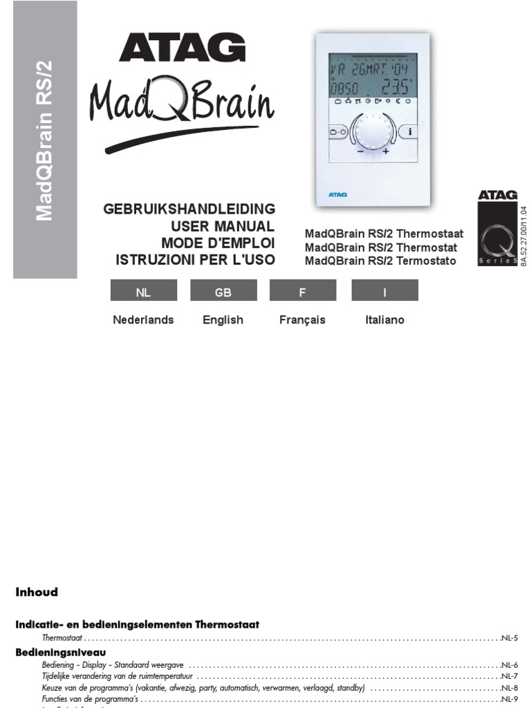 8a522700 Gebruikshandleiding Atag Madqbrain Rs2 | PDF
