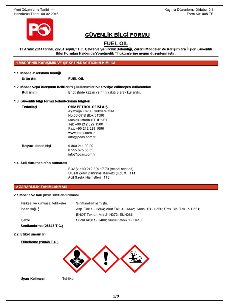 Msds Fuel Oıl | PDF