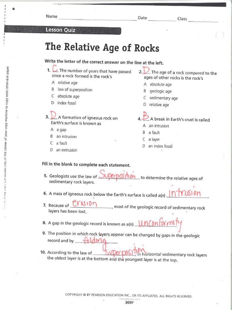 Relative Age of Rocks A | PDF