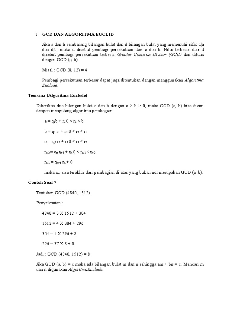 Bahan GCD Dan Algoritma Euclid | PDF