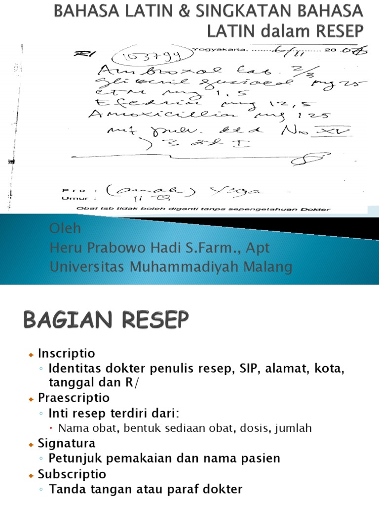 Bahasa Latin & Singkatan Bahasa Latin Dalam Resep | PDF