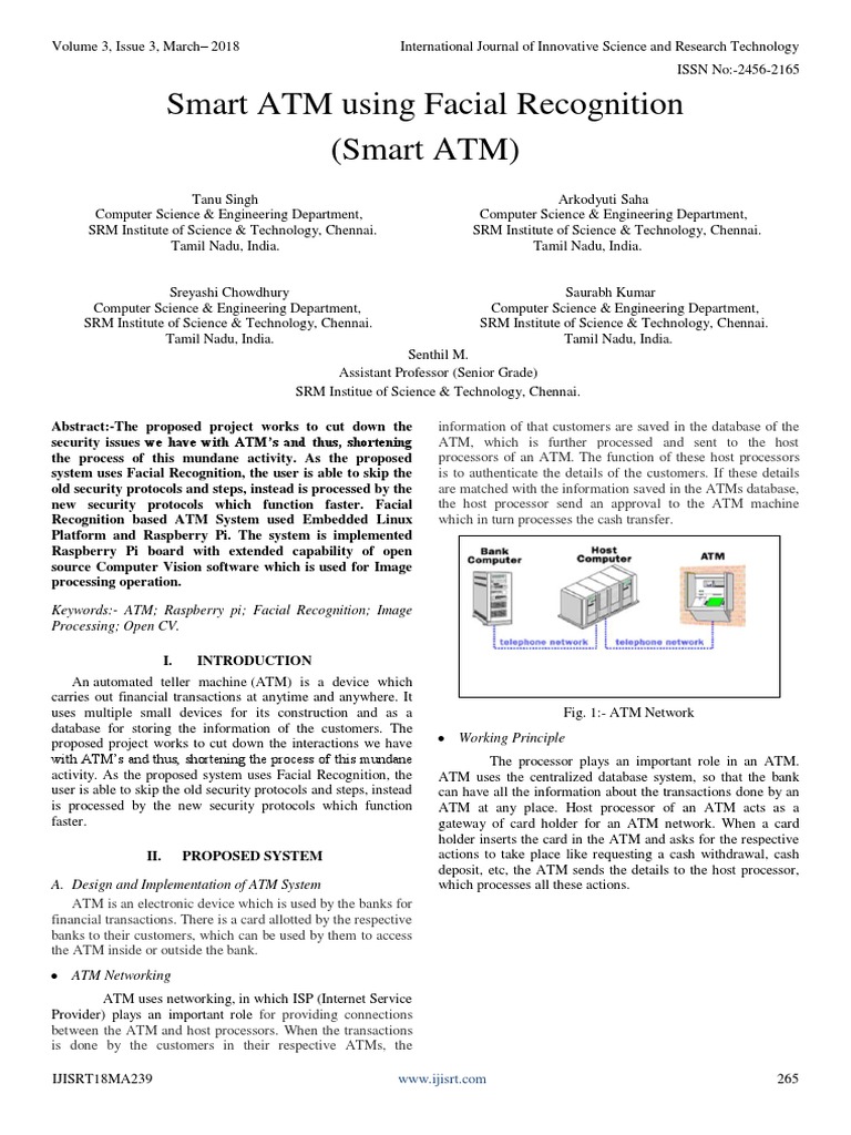 Smart ATM Using Facial Recognition (Smart ATM) | PDF | Automated Teller ...