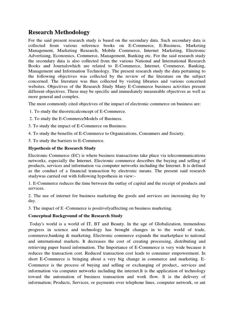 Research Methodology | PDF | E Commerce | Internet