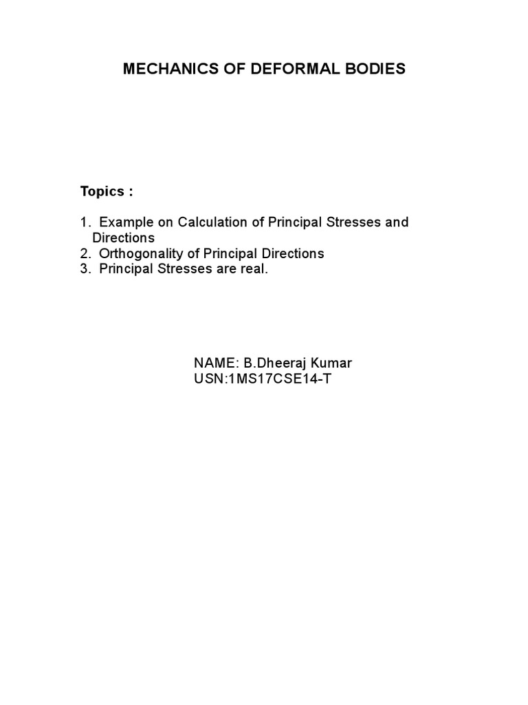 Calculating Principal Stresses and Directions | PDF | Complex Number ...