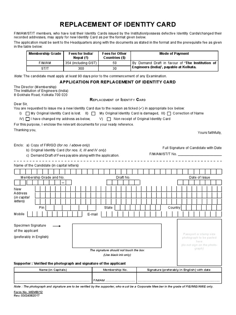 Address Replacemt IDENTITY CARD | PDF | Identity Document | Written ...