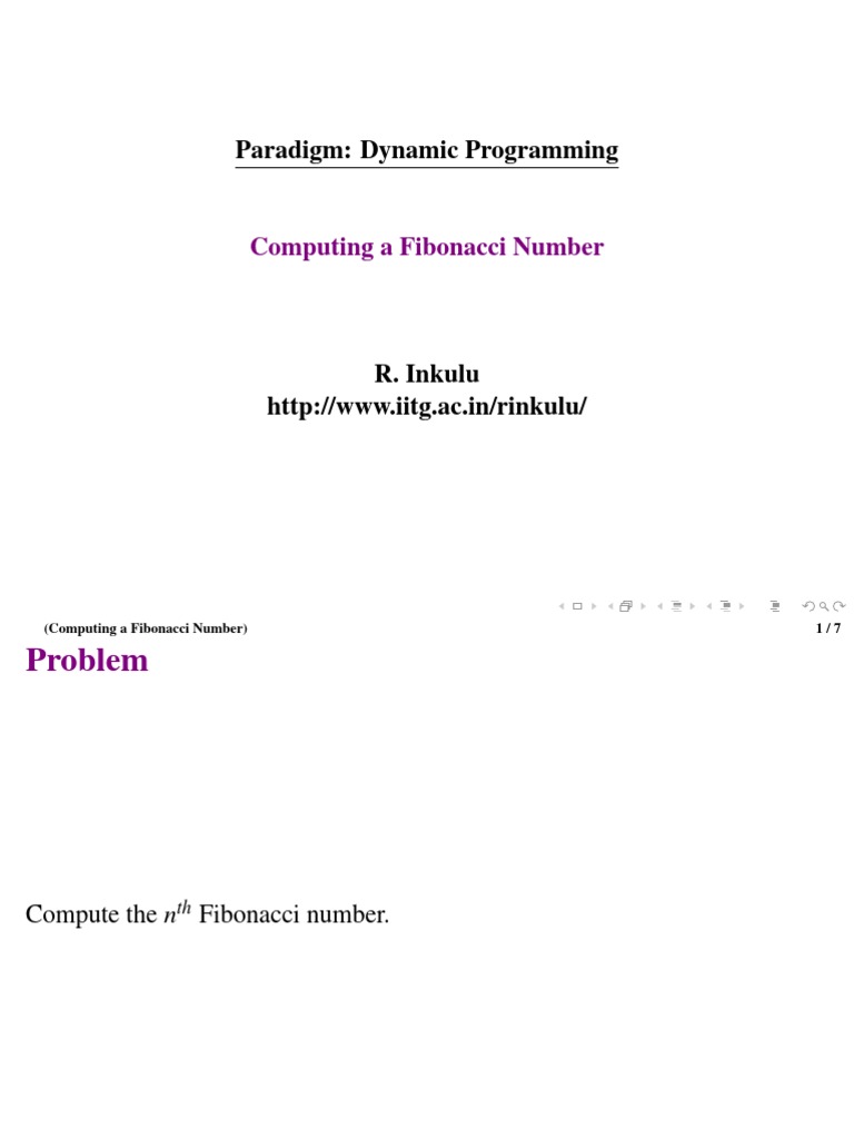 Paradigm: Dynamic Programming: Computing A Fibonacci Number | PDF | Dynamic Programming ...