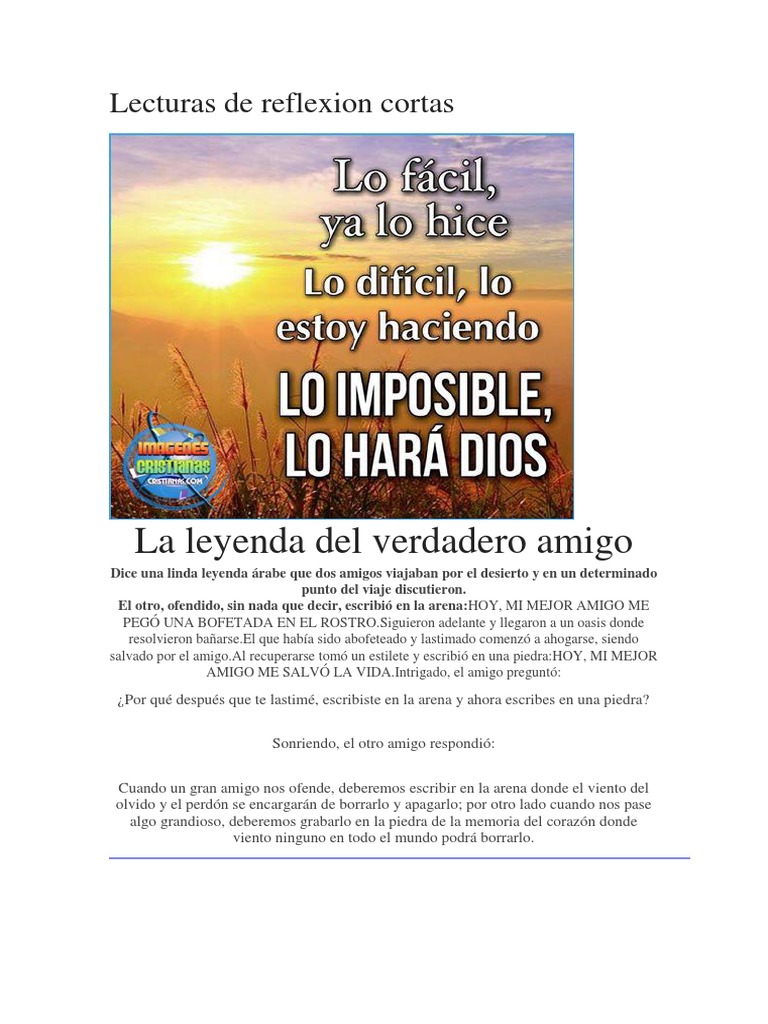 Lecturas de Reflexion Cortas | Descargar gratis PDF | Pinturas | Perdón