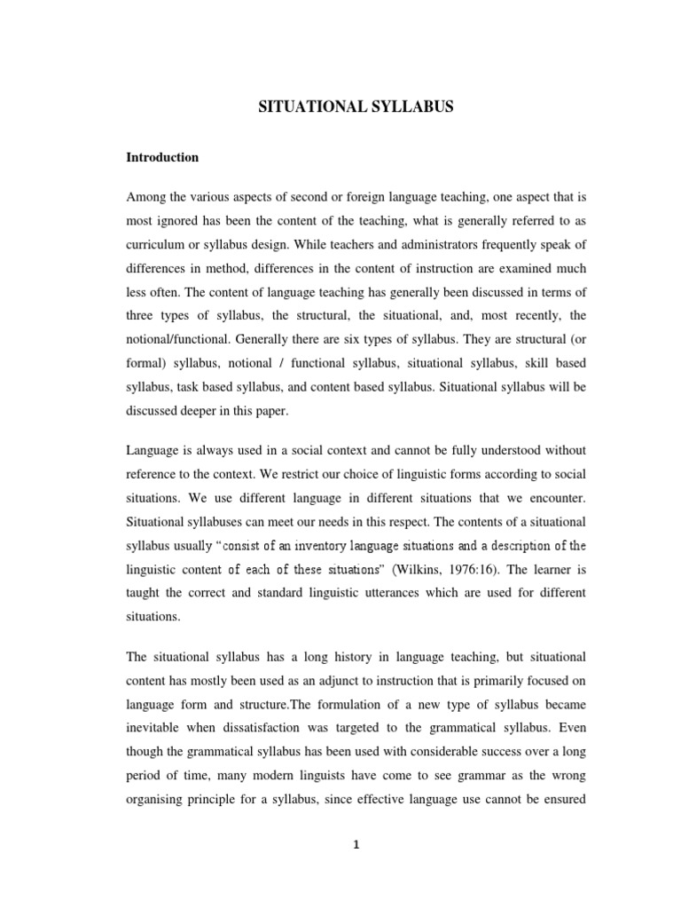 Current Paper Group Situational Syllabus | PDF | Language Education ...