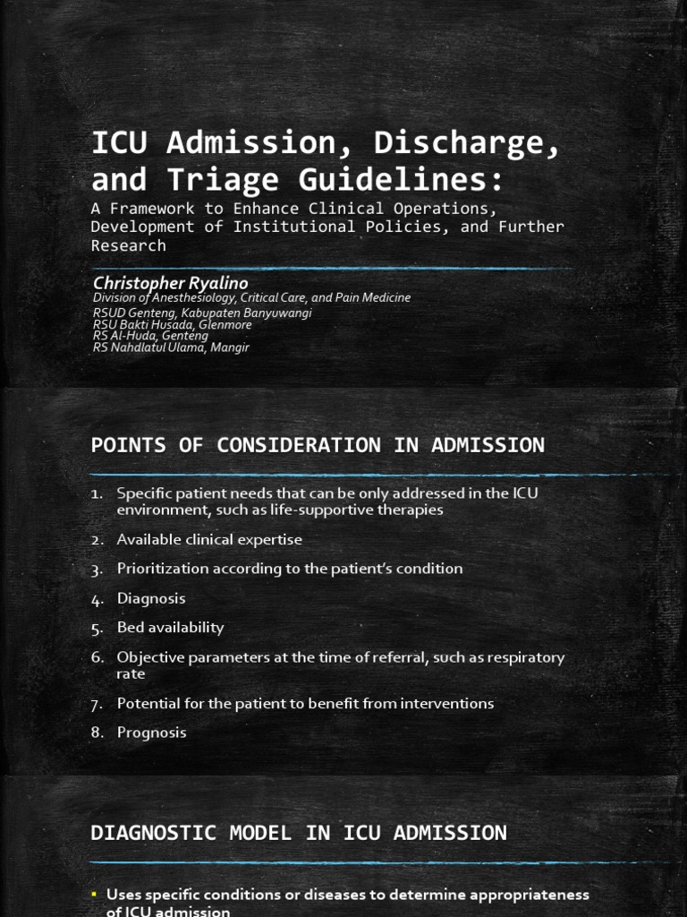 ICU Admission, Discharge, And Triage Guidelines | Intensive Care Unit ...