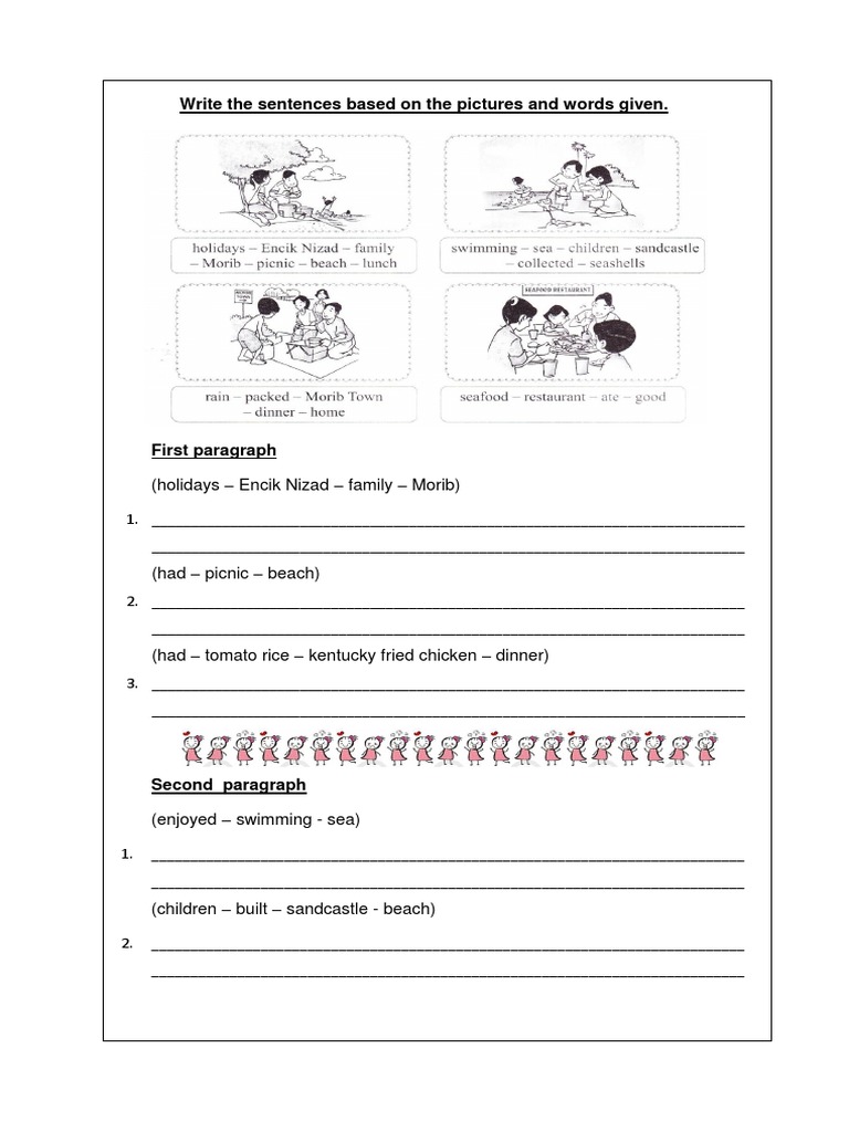 Write The Sentences Based On The Pictures and Words Given | PDF | Food ...