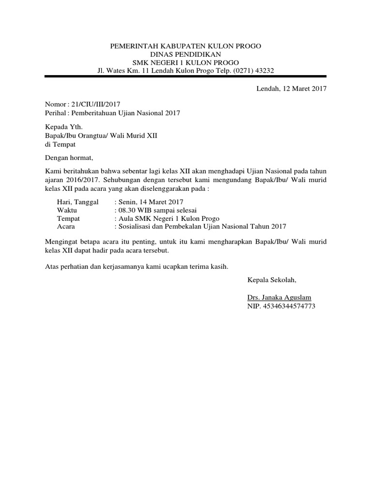 Contoh Surat Edaran Sekolah | PDF