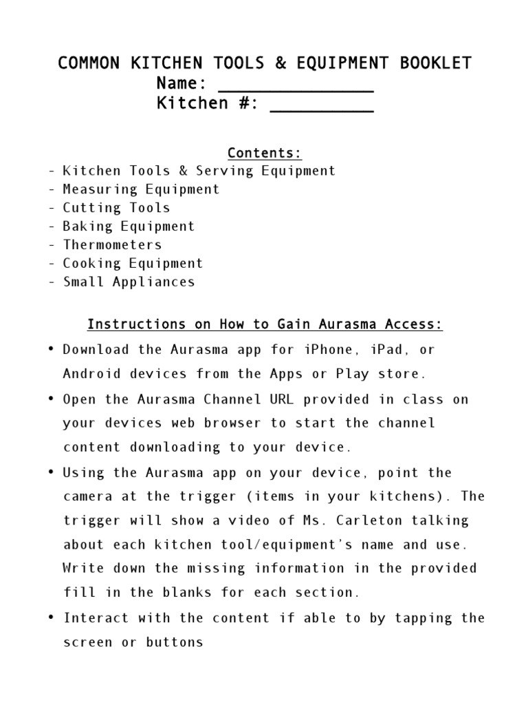 Common Kitchen Tools | PDF | Cookware And Bakeware | Cuisine