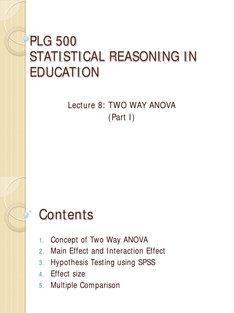 Two Way ANOVA Part 1 | PDF | Analysis Of Variance | Dependent And Independent Variables
