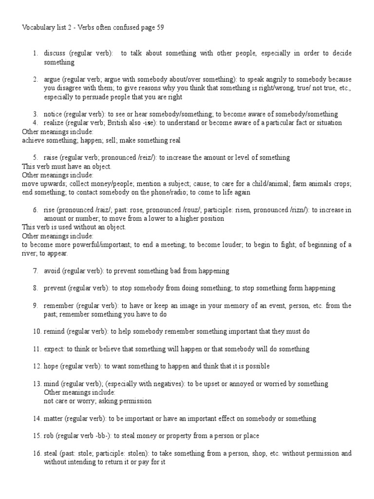 Verbs Often Confused - Page - 59+exercises | PDF | Verb