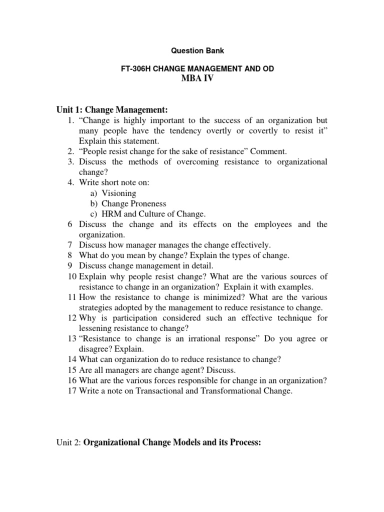 Change Management OD MBA III 378001045 | PDF | Organization Development ...