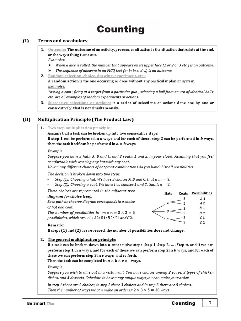 Counting: (I) Terms and Vocabulary | PDF | Permutation | Teaching ...