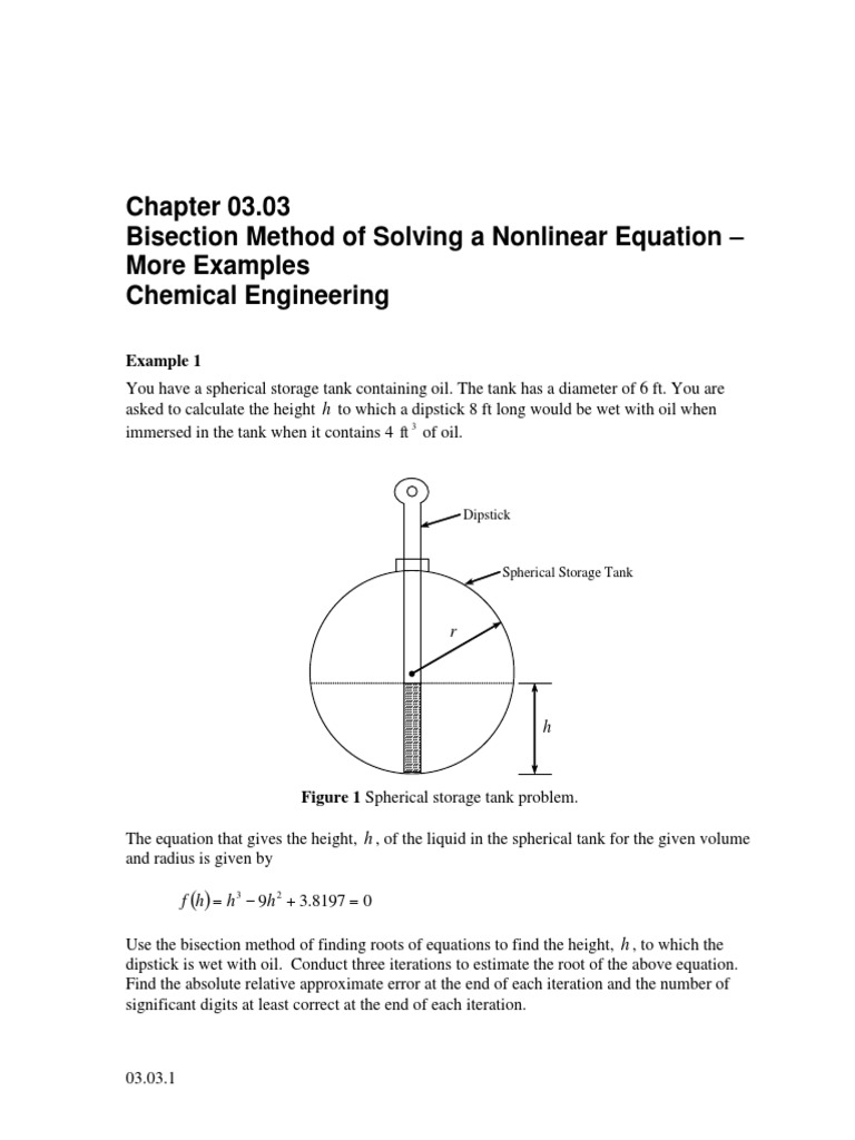 Bisection Method of Solving A Nonlinear Equation | PDF | Equations ...