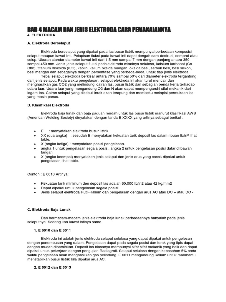 Bab 4 Macam Dan Jenis Elektroda Cara Pemakaiannya | PDF | Griya & Taman ...