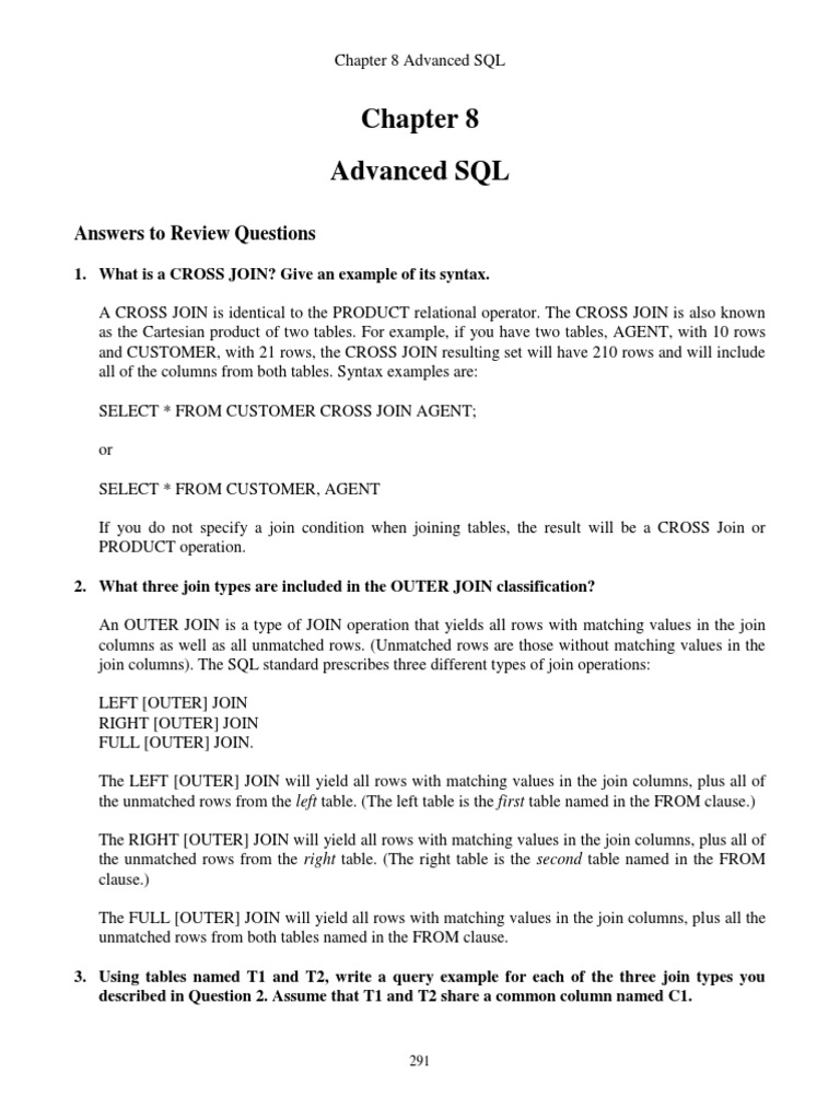 Advanced SQL Concepts and Queries | PDF | Sql | Table (Database)