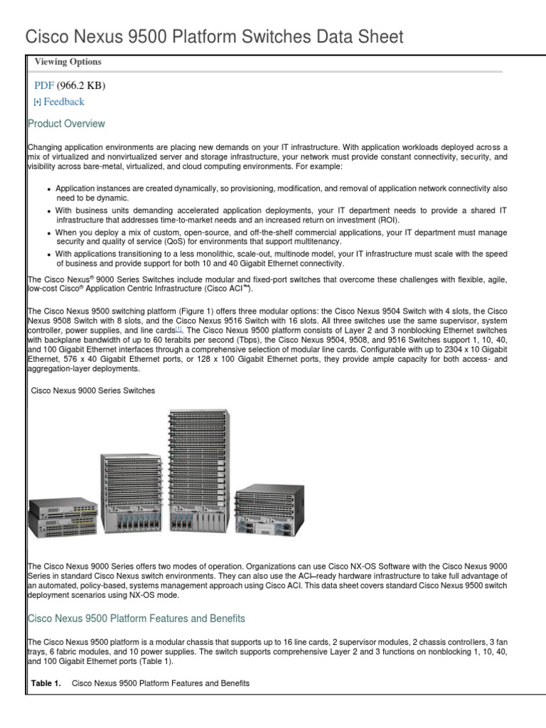 Cisco Nexus 9500 Platform Switches Data Sheet | PDF | Network Switch | Ethernet