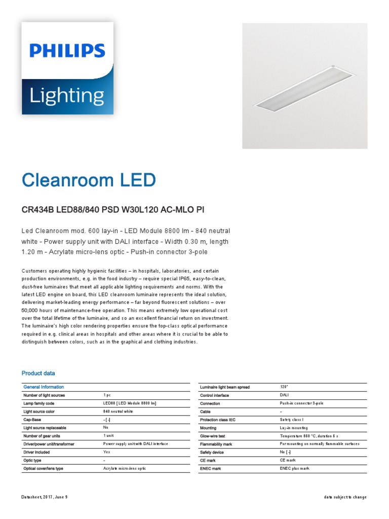 Cr434b Led88840 PSD w30l 120 Ac-Mlo Pi - Luminaria Habitacion Limpia ...