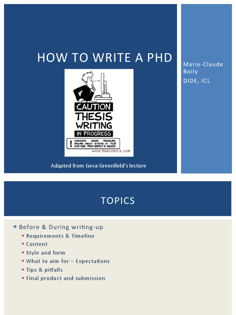 How To Write A PHD: Marie - Claude Boily Dide, Icl | PDF | Thesis ...