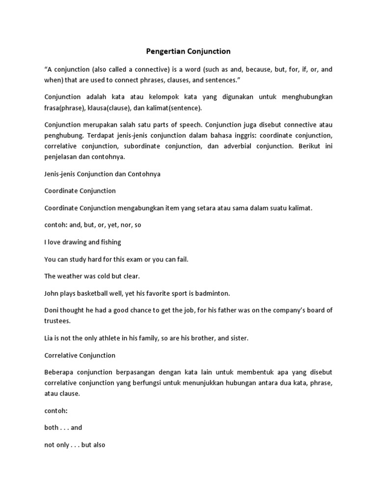 Pengertian Conjunction | PDF | Language Mechanics | Style (Fiction)