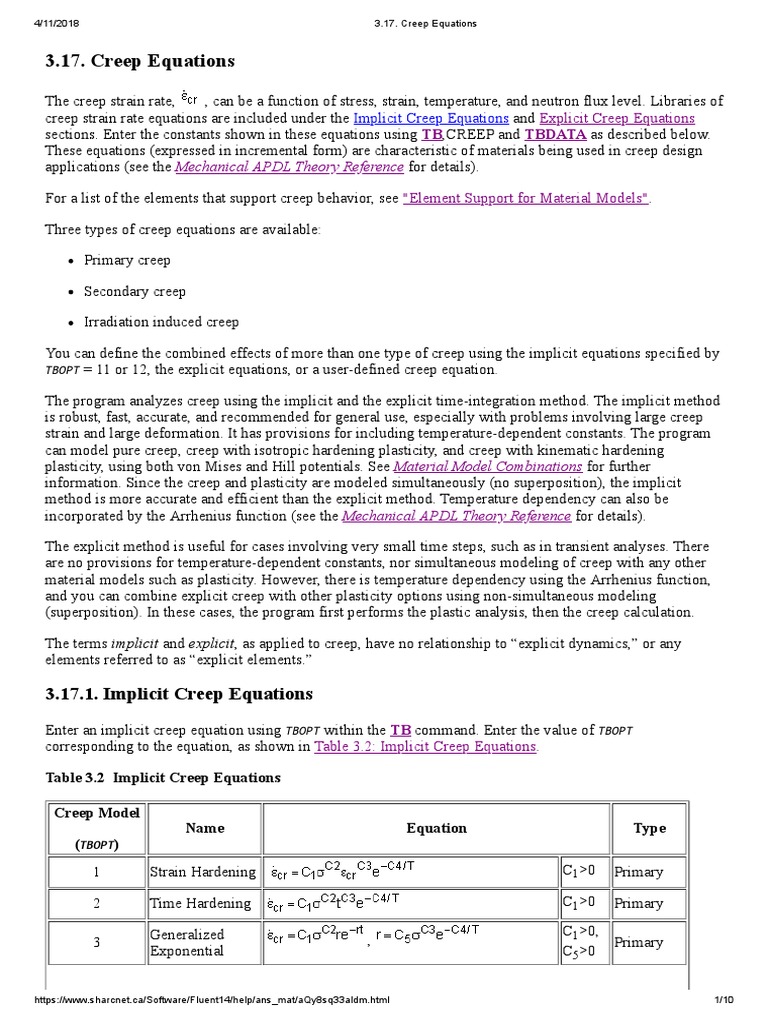 3.17. Creep Equations | PDF | Creep (Deformation) | Plasticity (Physics)