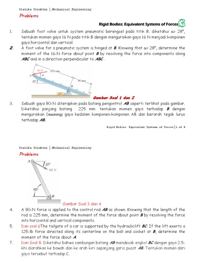 Rigid Body Force Systems Problems | PDF | Force | Classical Mechanics