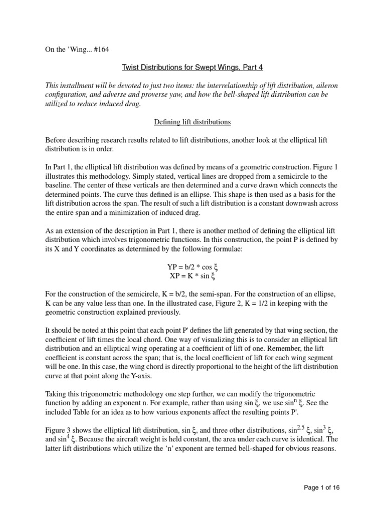 Swept Wing Twist Distributions | PDF | Lift (Force) | Flight Dynamics ...