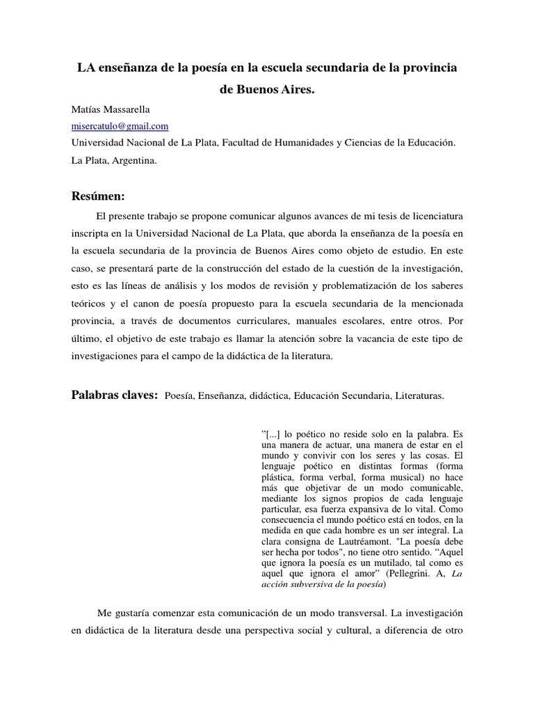 Enseñanza de poesía en secundaria argentina | PDF | Poesía | Maestros