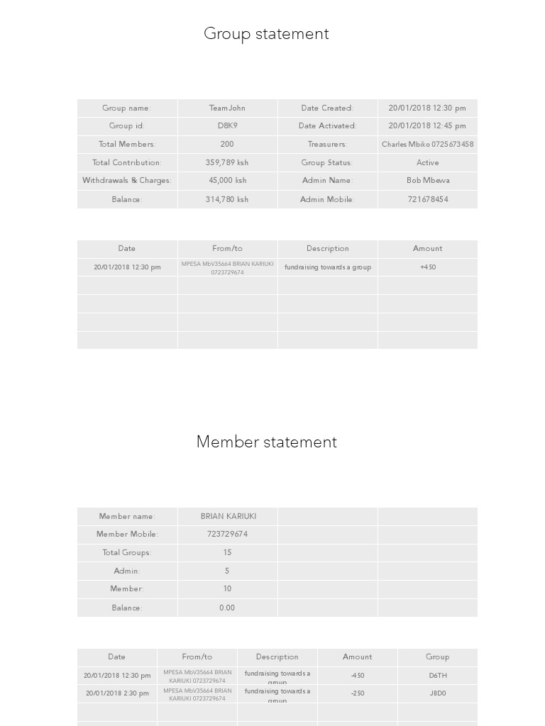 Group Statement: Charles Mbiko 0725673458 | PDF