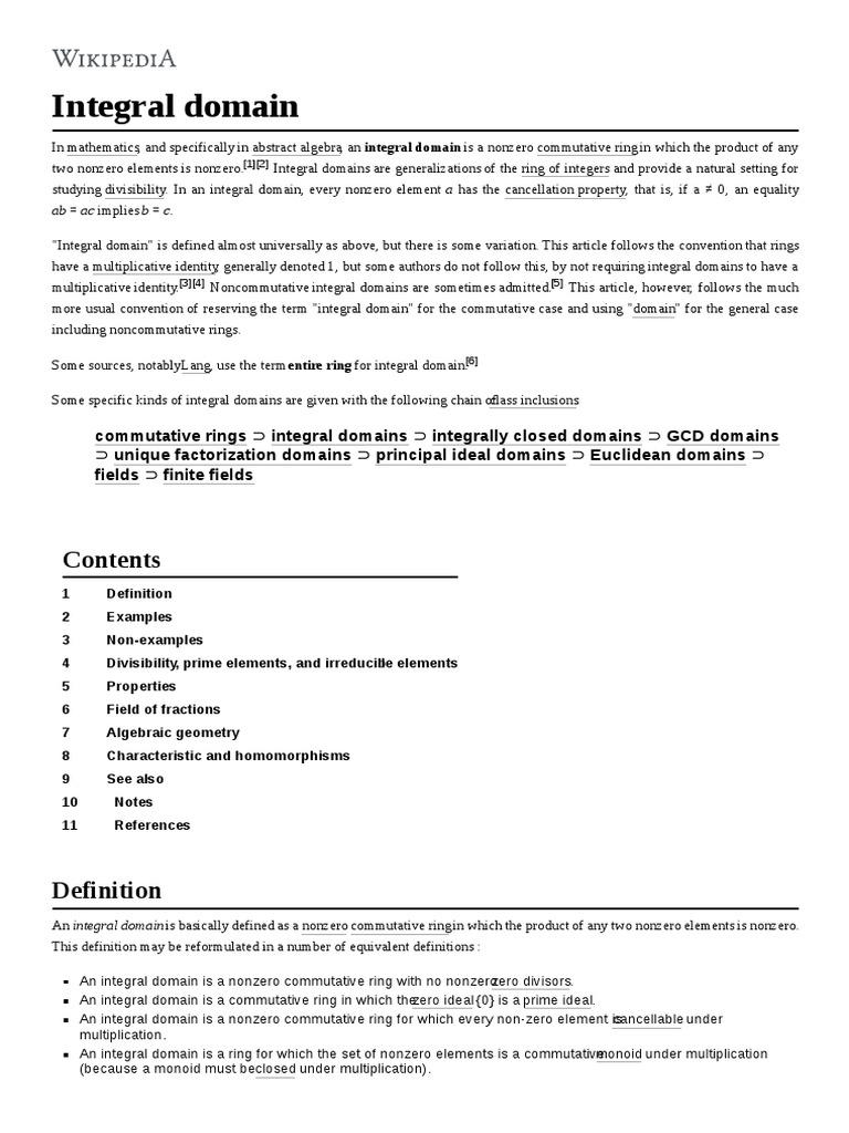 Integral Domain PDF | PDF | Ring (Mathematics) | Integer