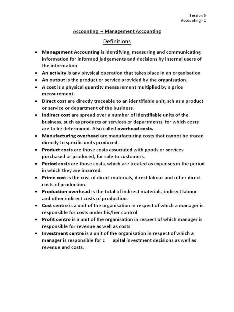 05 Accounting Study Notes | PDF | Cost | Management Accounting