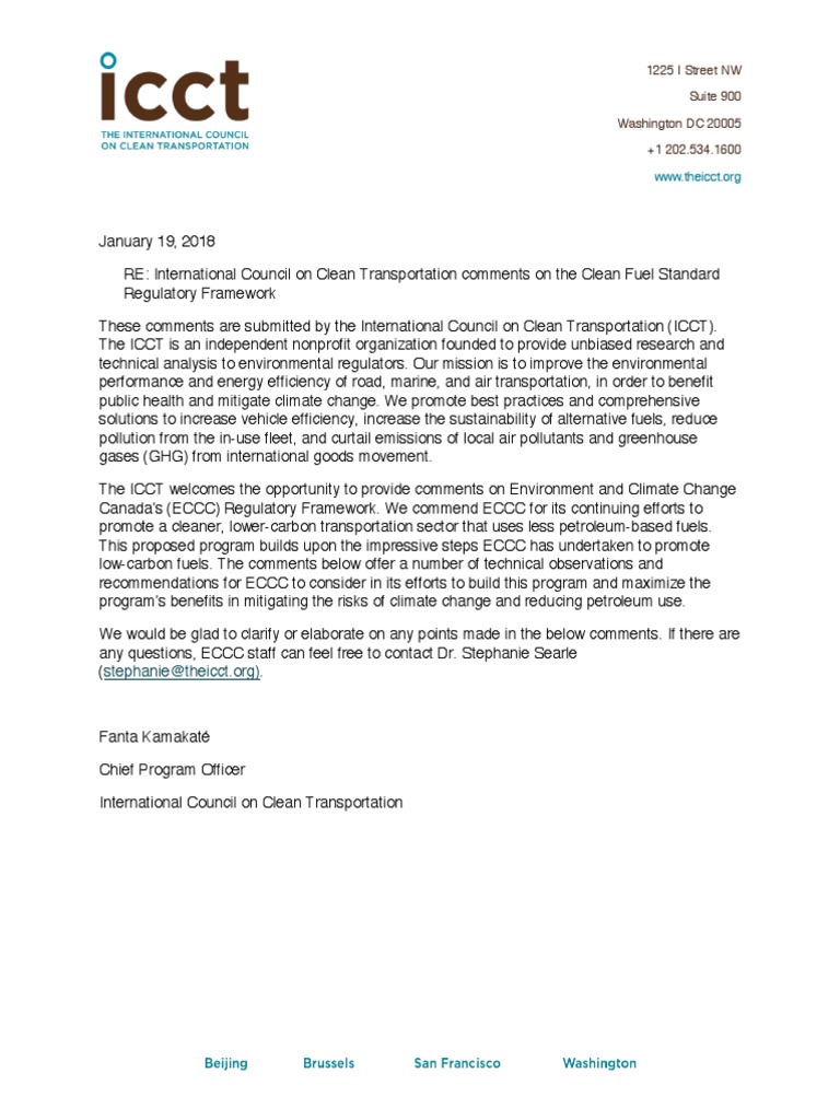 ICCT Comments Canada CFS Framework 20180119 | PDF | Biofuel ...