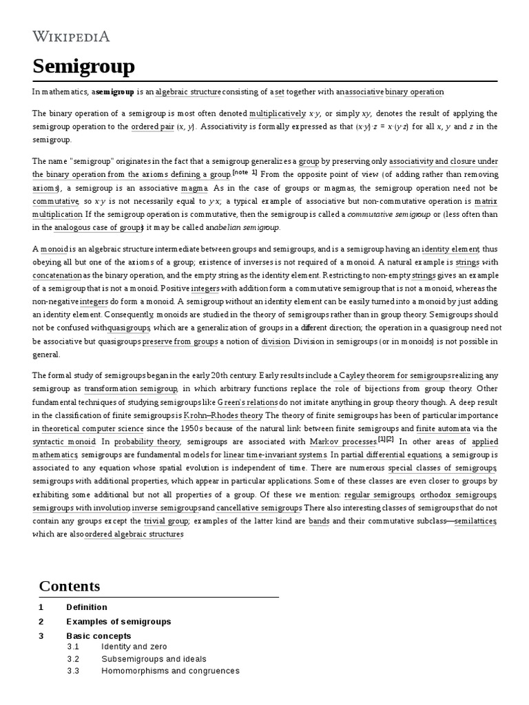 Semigroup: (Note 1) | PDF | Group (Mathematics) | Mathematical Objects